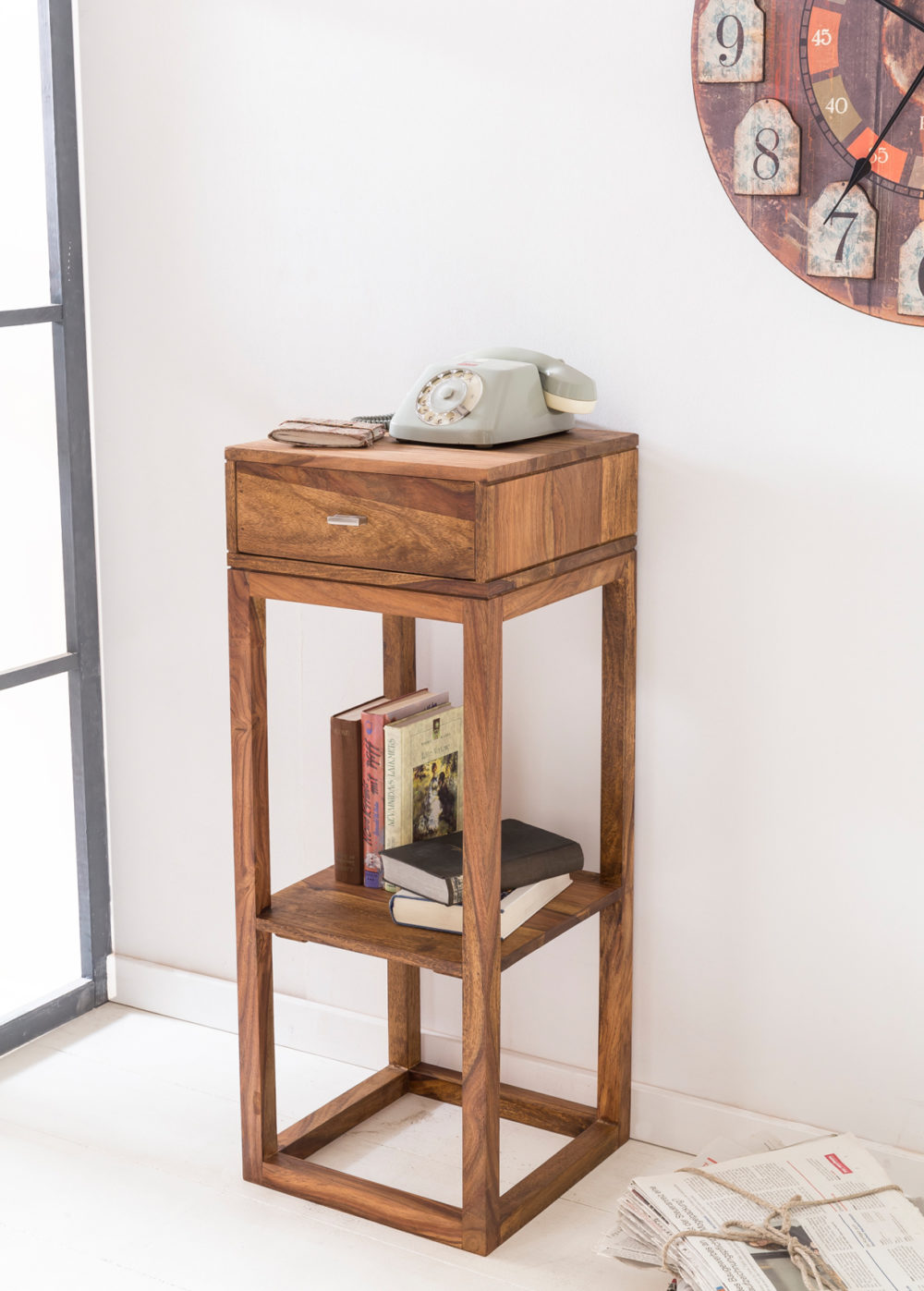 Table Solid Wood Sheesham Anstelltisch Telephone Table With Drawers 35 ...