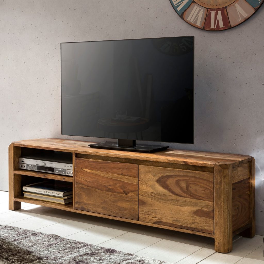 Lowboard Hardwood Sheesham Chest 140cm Tv Board Storage Compartments ...