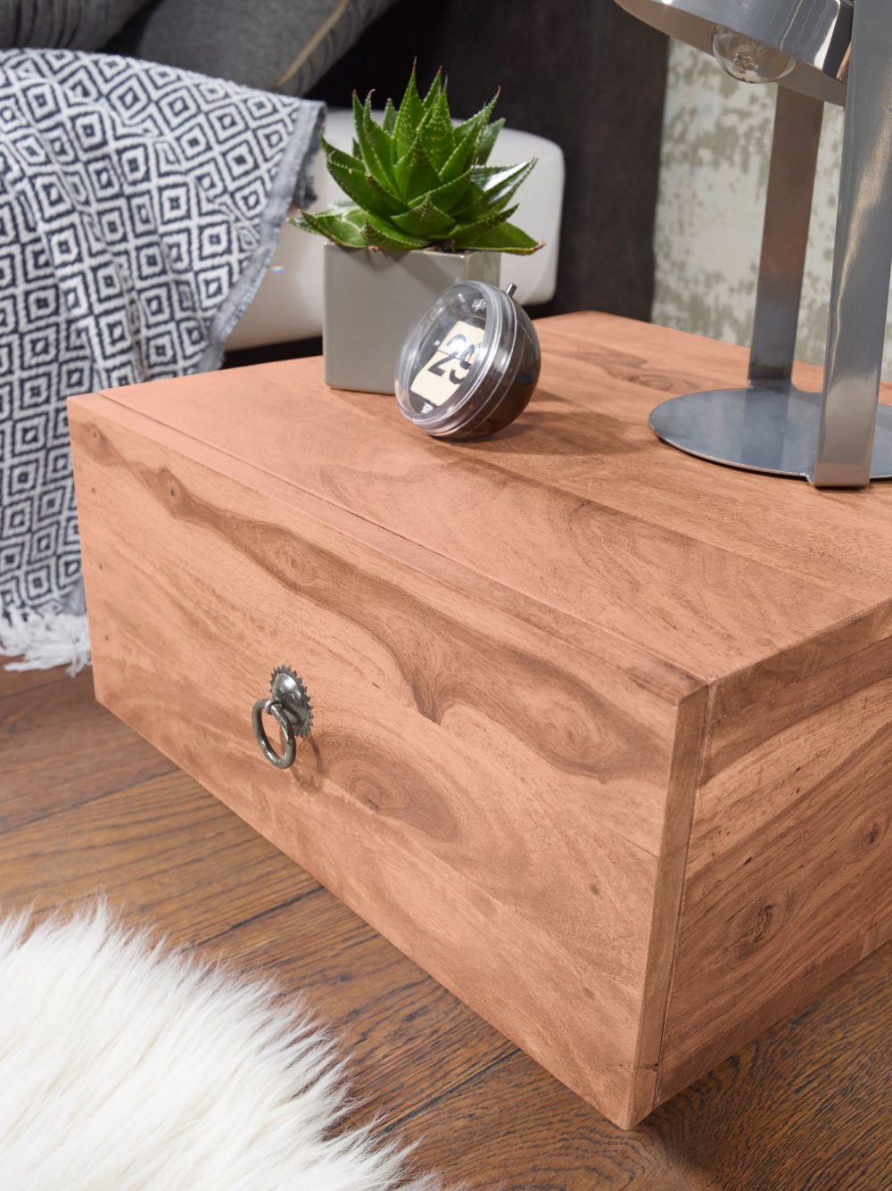 Nightstand Solid Wood Acacia Design Night-dresser 25 Cm High With ...