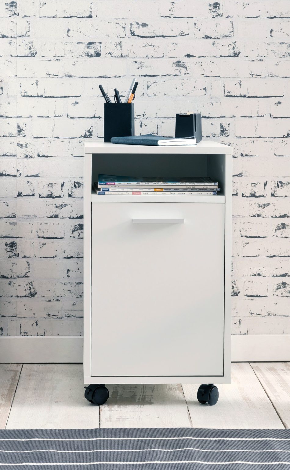 Rollcontainer Weiß 33x60x38cm Schubladenschrank Büro Container • ArtKomfort